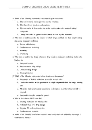 Computer aided drug designe objective | DOCX | Chemistry | Science