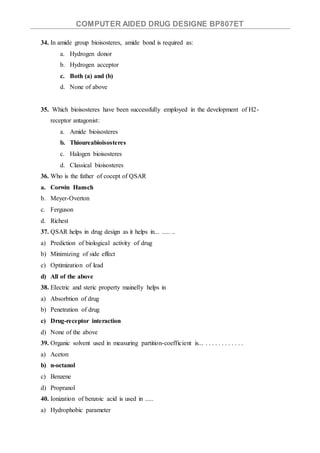 Computer aided drug designe objective | DOCX | Chemistry | Science