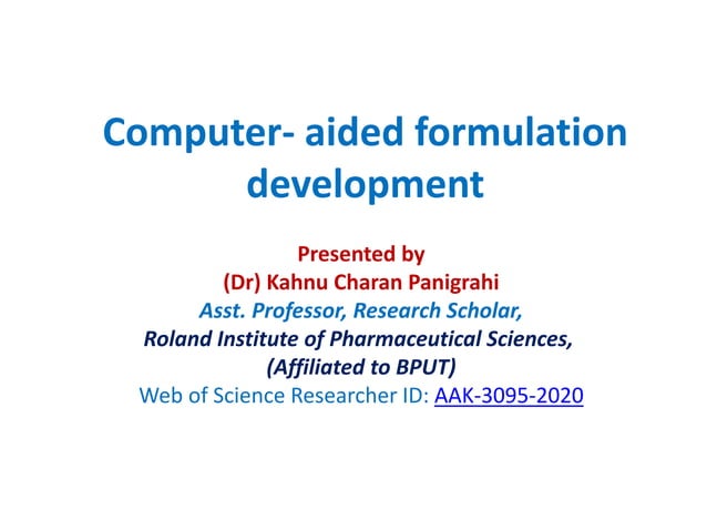 Computer aided formulation development | PPTX | Chemistry | Science