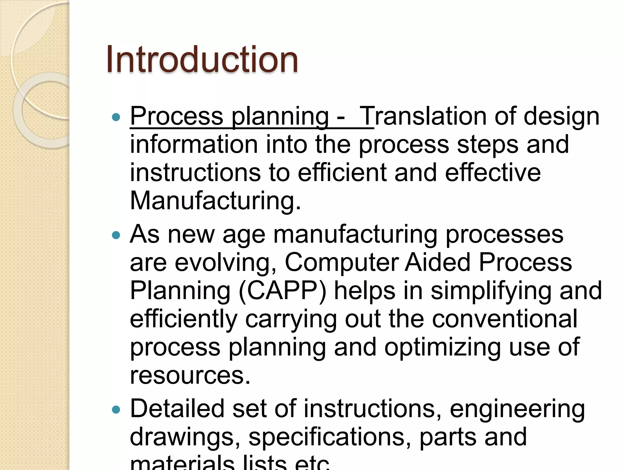 Computer Aided Process Planning (CAPP) | PPTX