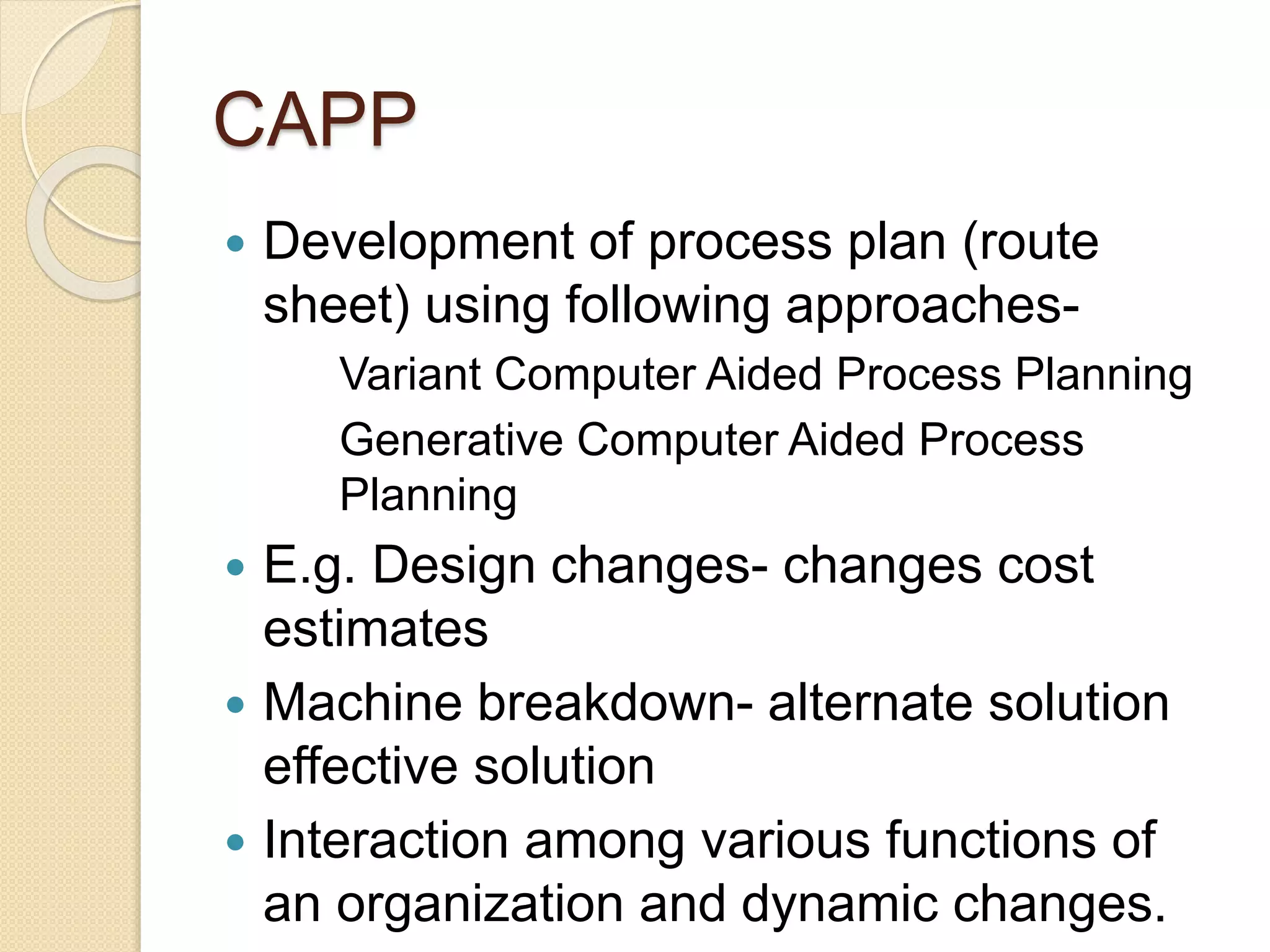 Computer Aided Process Planning (CAPP) | PPTX