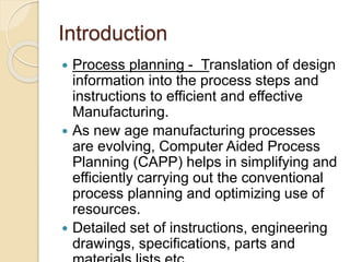 Computer Aided Process Planning (CAPP) | PPTX