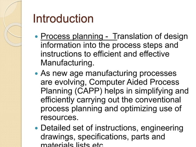 Computer Aided Process Planning (CAPP) | PPTX | Computing | Technology ...