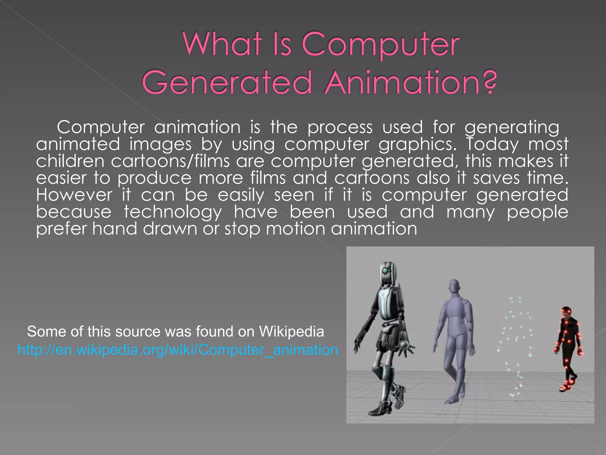 Computer Generated Animation | PPT | Computer Animation | Computer Software and Applications