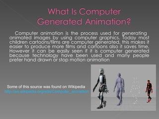 Computer Generated Animation | PPT | Computer Animation | Computer Software and Applications