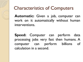 Computer Application Introduction Basics | PPT