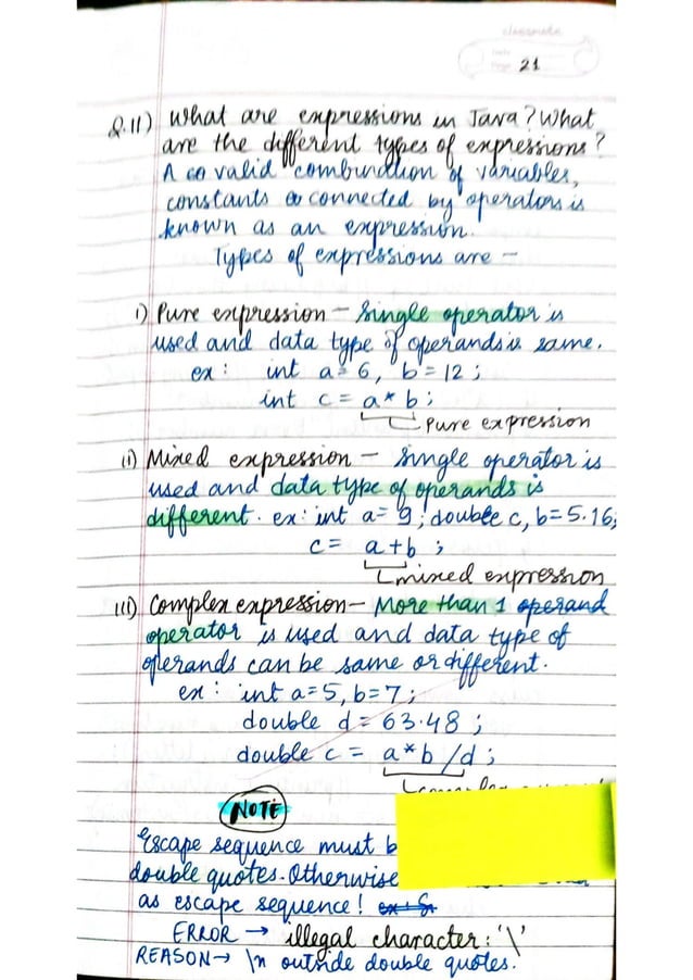 Icse Computer Applications Class X Handwritten Notes Pdf