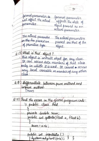 ICSE Computer Applications Class X Handwritten Notes | PDF