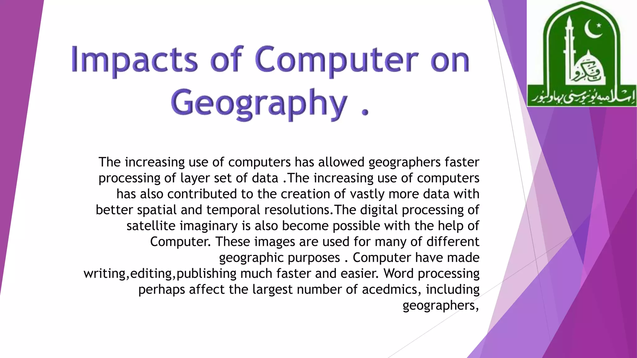 Computer application in geography | PPTX