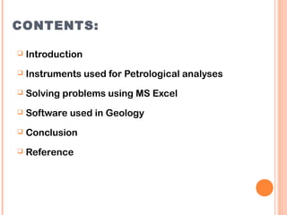 Computer application in solving petrological problems | PPT