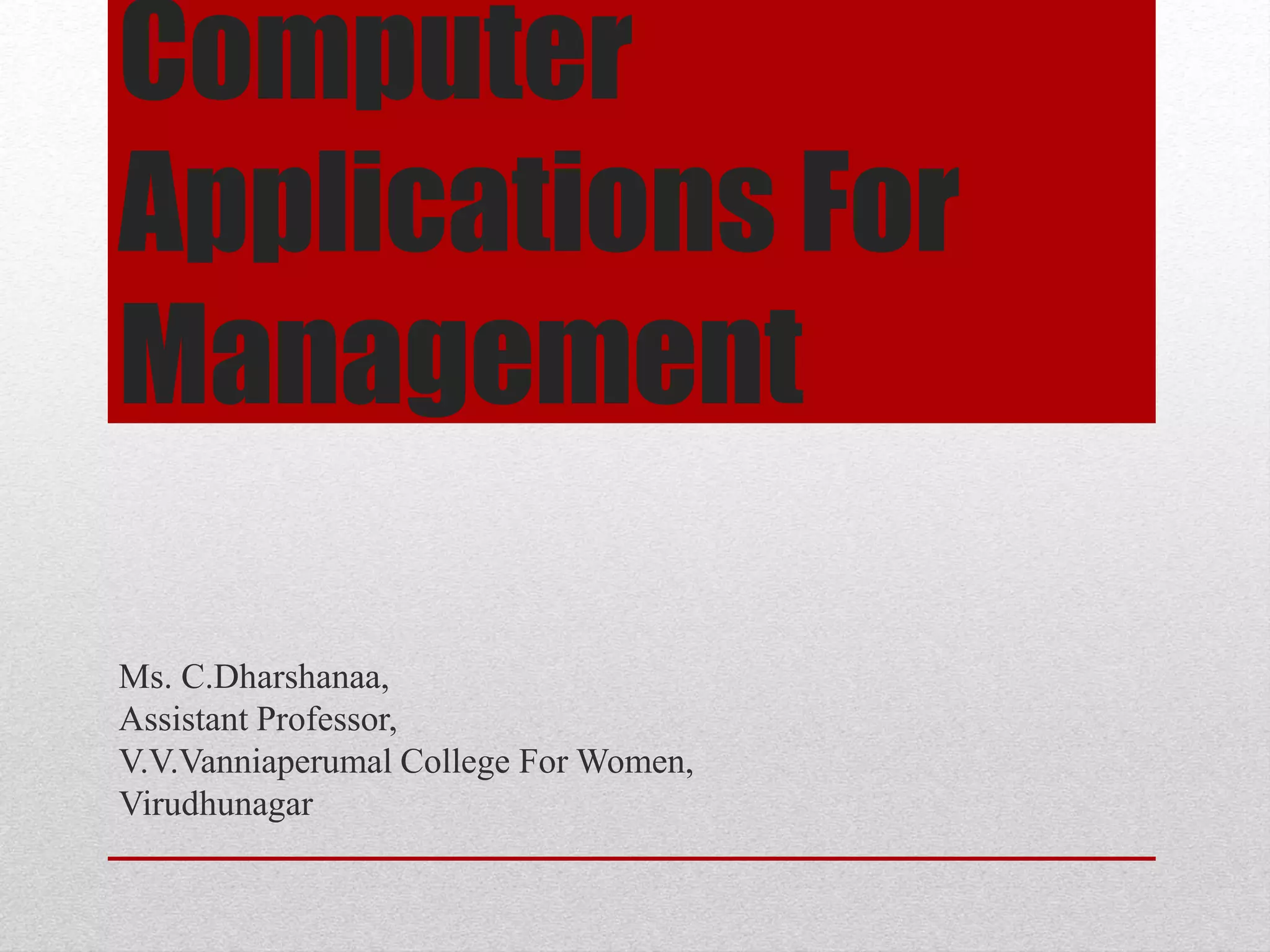 Computer applications for management | PPTX
