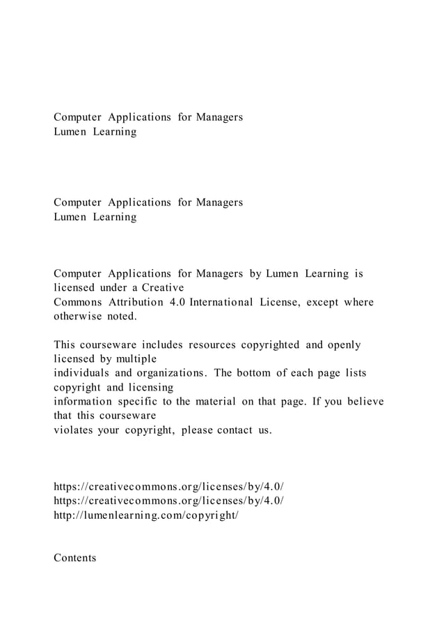 Computer Applications for Managers Lumen Learning | PDF