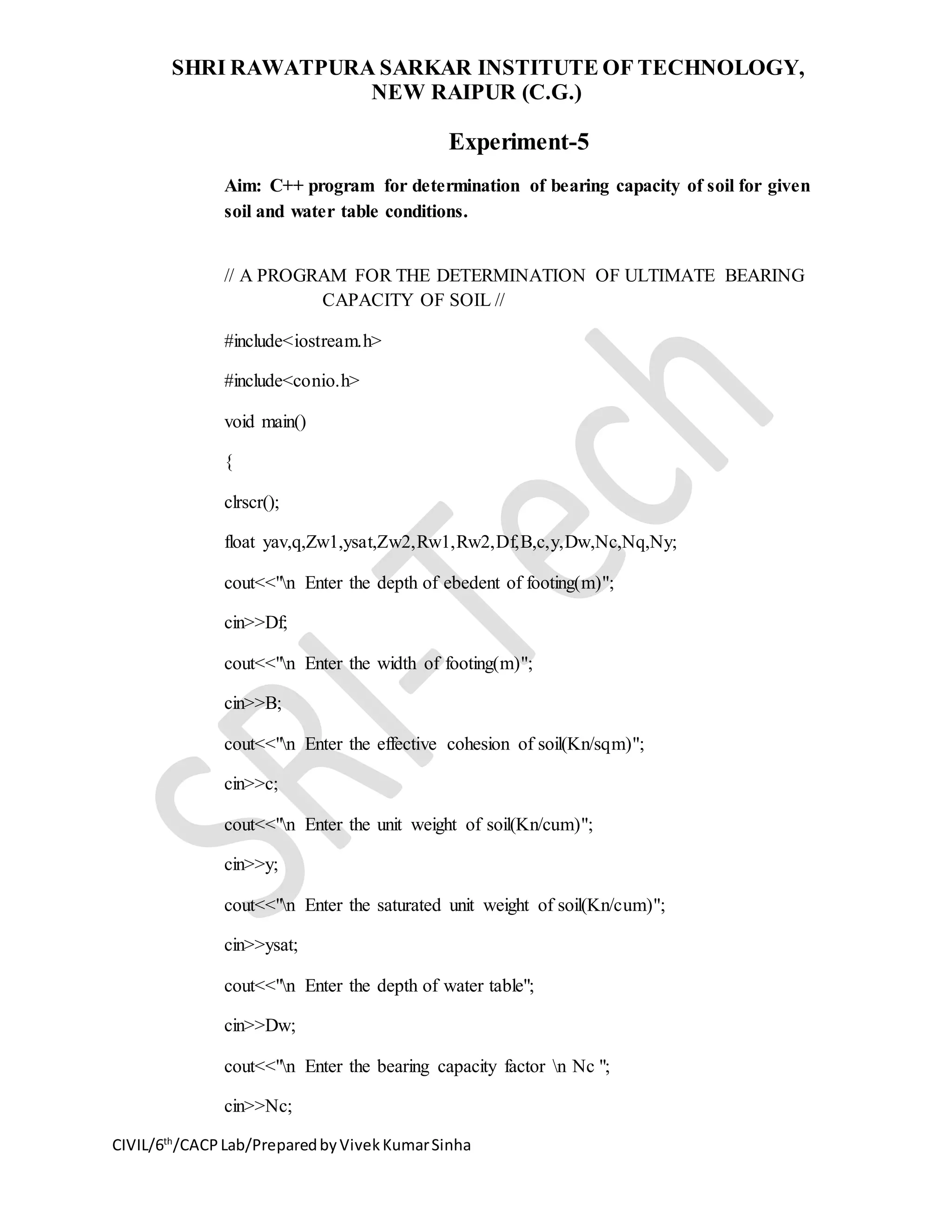 Computer applications in civil engineering lab | DOCX