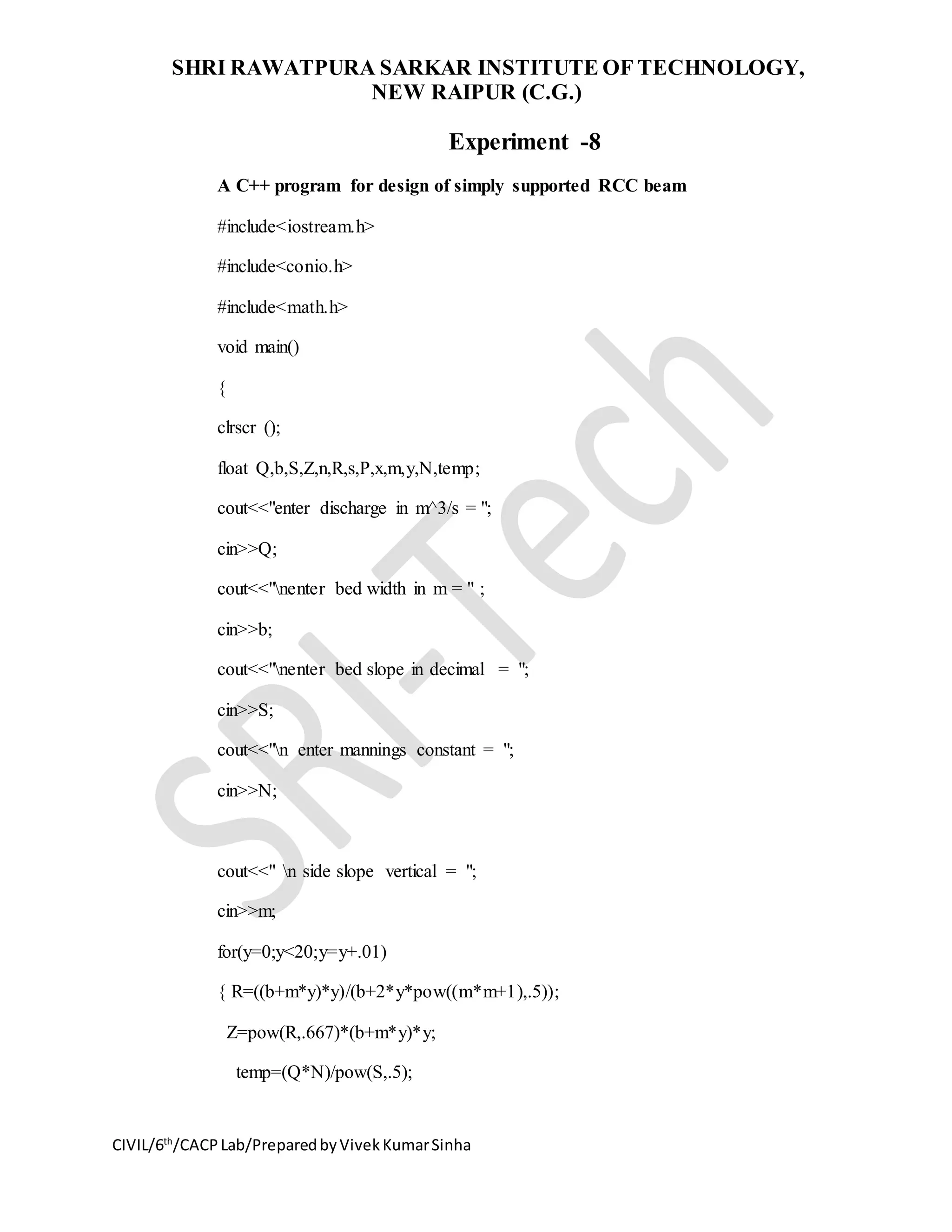 Computer applications in civil engineering lab | DOCX