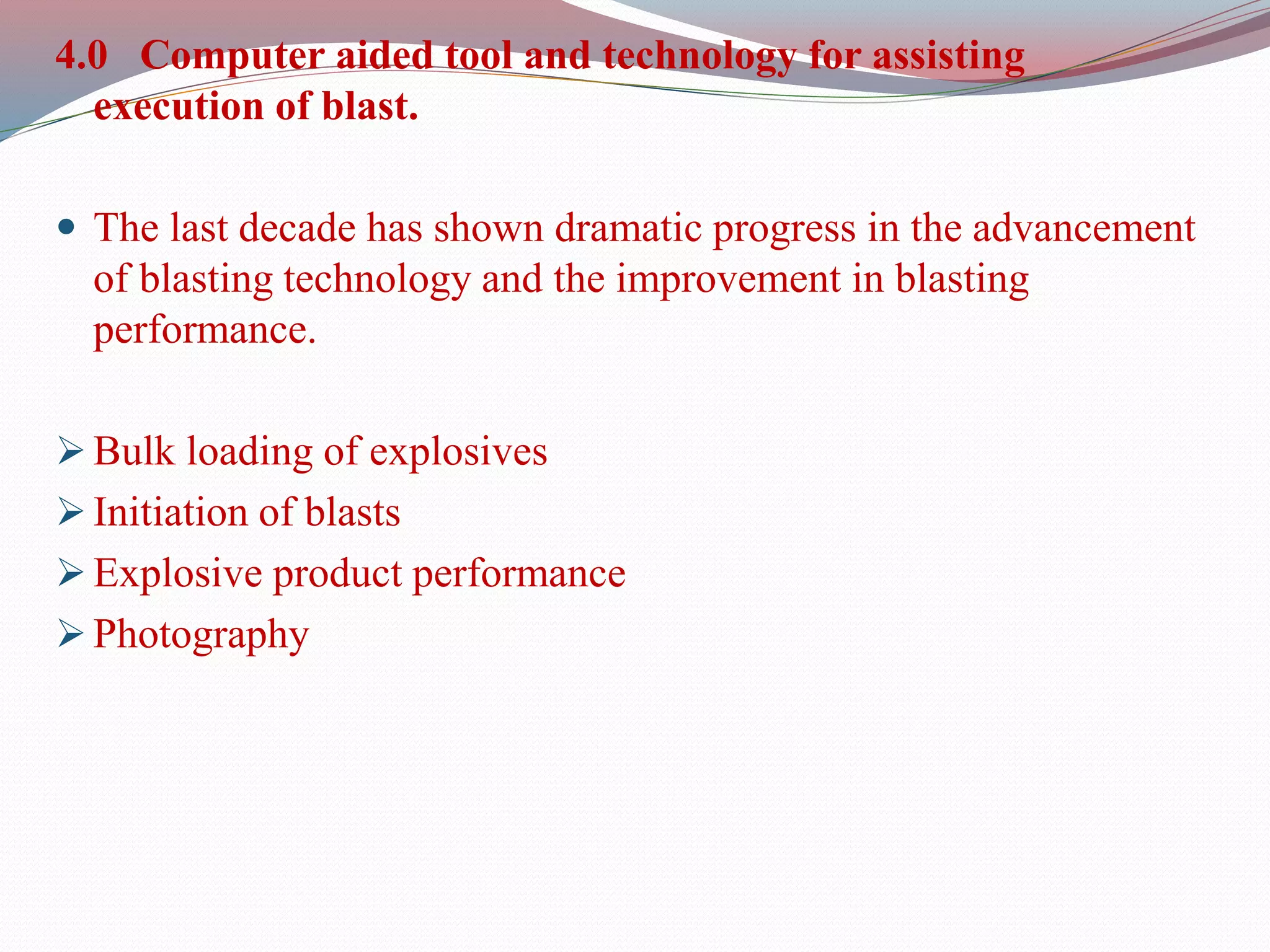 Computer applications in drilling and blasting | PPTX