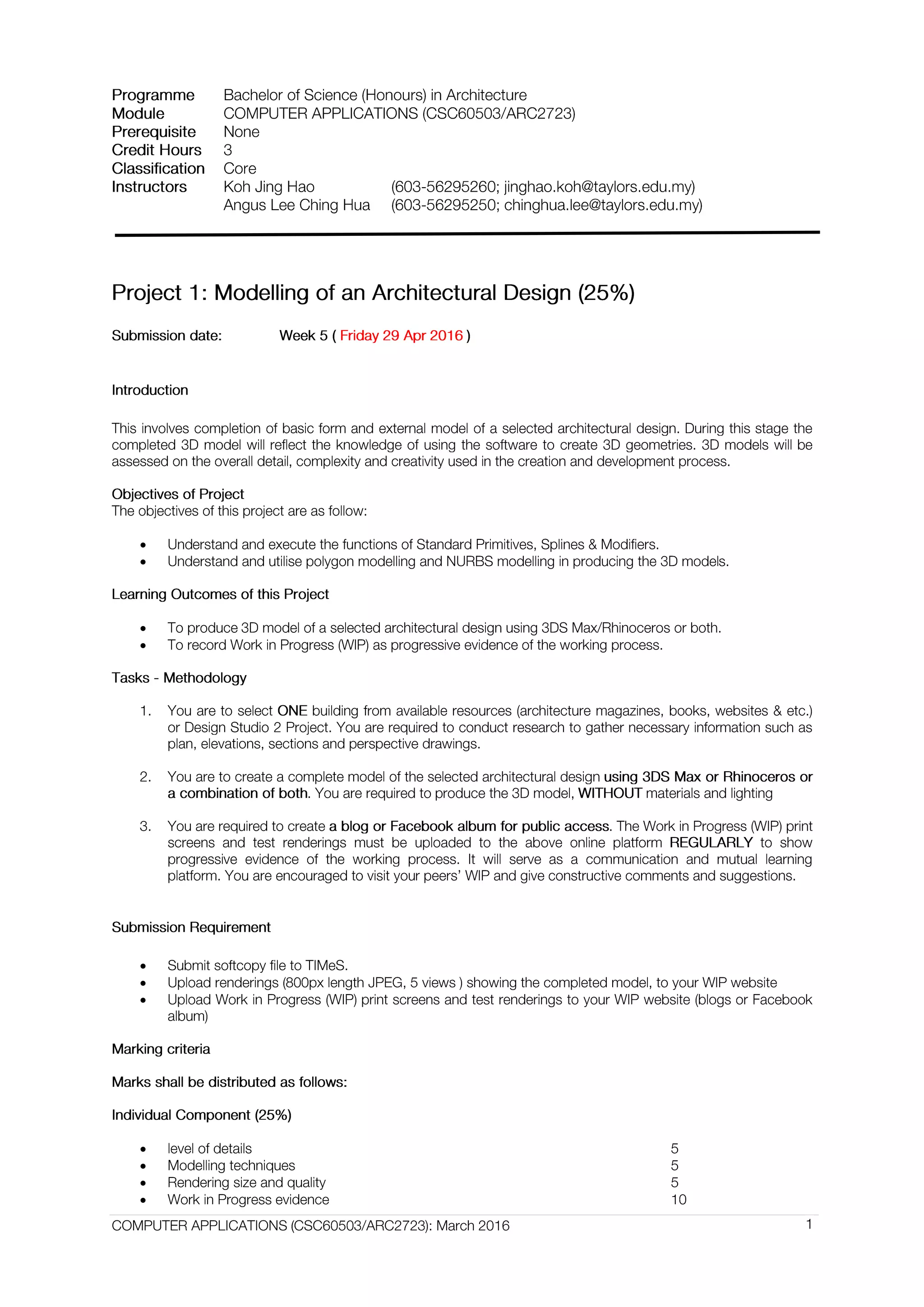 SEMESTER 3 : COMPUTER APPLICATIONS PROJECT BRIEF | PDF