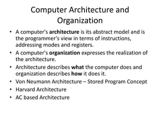 Introduction to Computer Architecture and Organization | PPTX
