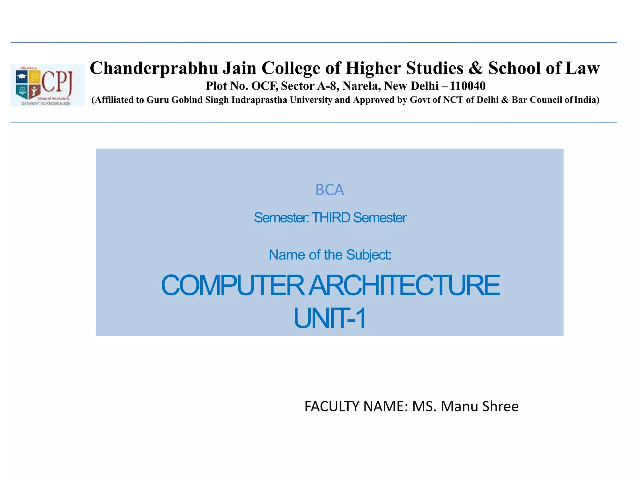 Computer architecture BCA 203 | PPTX