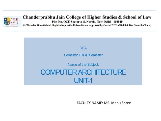 Computer architecture BCA 203 | PPTX