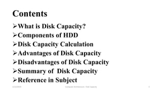 Computer architecture disk capacity | PPT