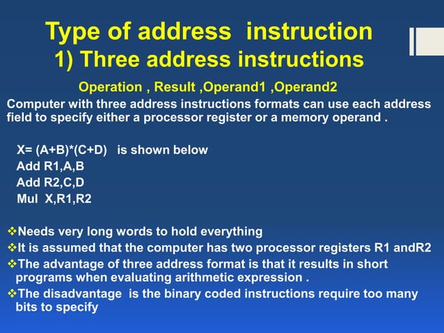 Computer architecture instruction formats | PPT