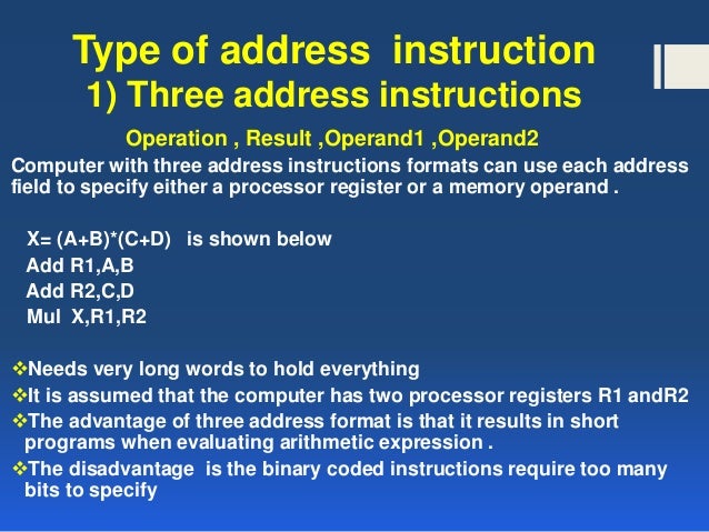 Computer architecture instruction formats