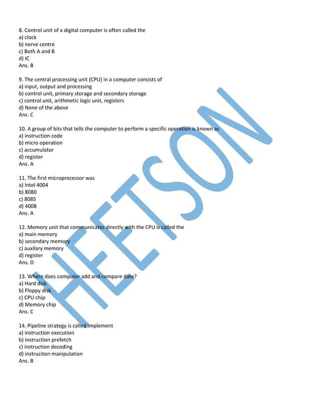 Computer Architecture Question and answer | PDF