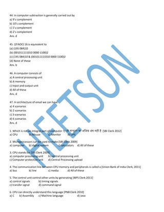 Computer Architecture Question and answer | PDF