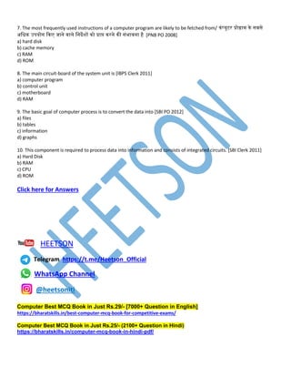 Computer Architecture Question and answer | PDF