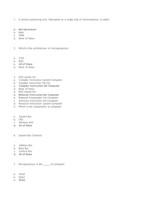Computer architecture mcq (2) | DOCX