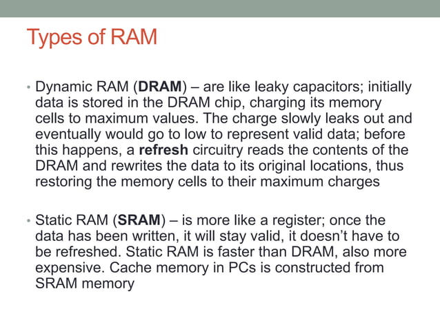 Computer Architecture Memory System Pptx Data Storage And