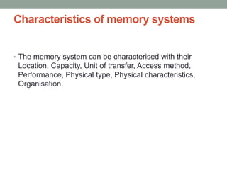 Computer architecture memory system | PPTX