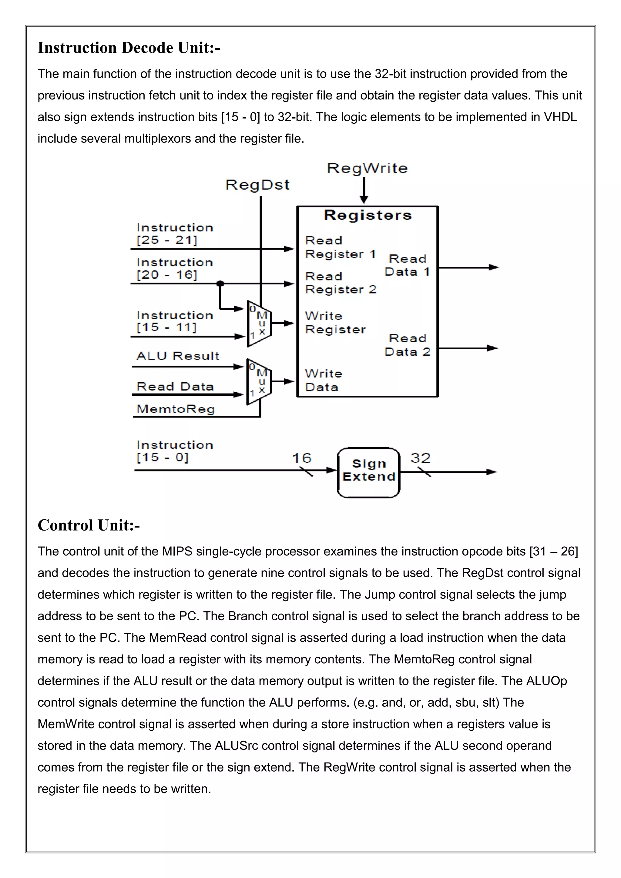 Implementation Of MIPS Single Cycle Processor | PDF