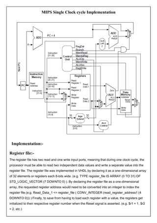 Implementation Of MIPS Single Cycle Processor | PDF