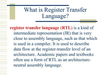 Computer architecture register transfer languages rtl | PPT