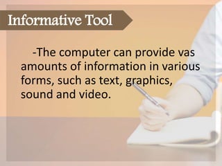 Computer as a teacher tool | PPT