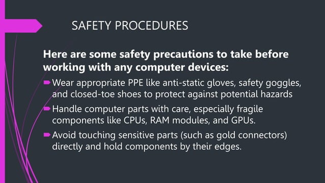 Computer Assembly and Disassembly Procedures_student.pptx | Computer Peripherals | Computing