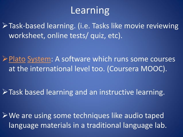 Computer assisted language learning | PPTX | Education