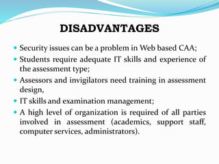 Computer assisted assesment presentation | PPTX