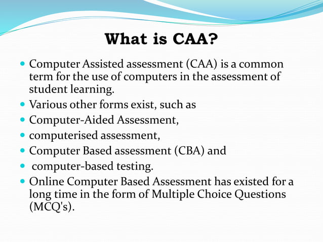 Computer assisted assesment presentation | PPTX | Standardized Testing ...