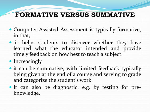 Computer assisted assesment presentation | PPTX | Standardized Testing ...