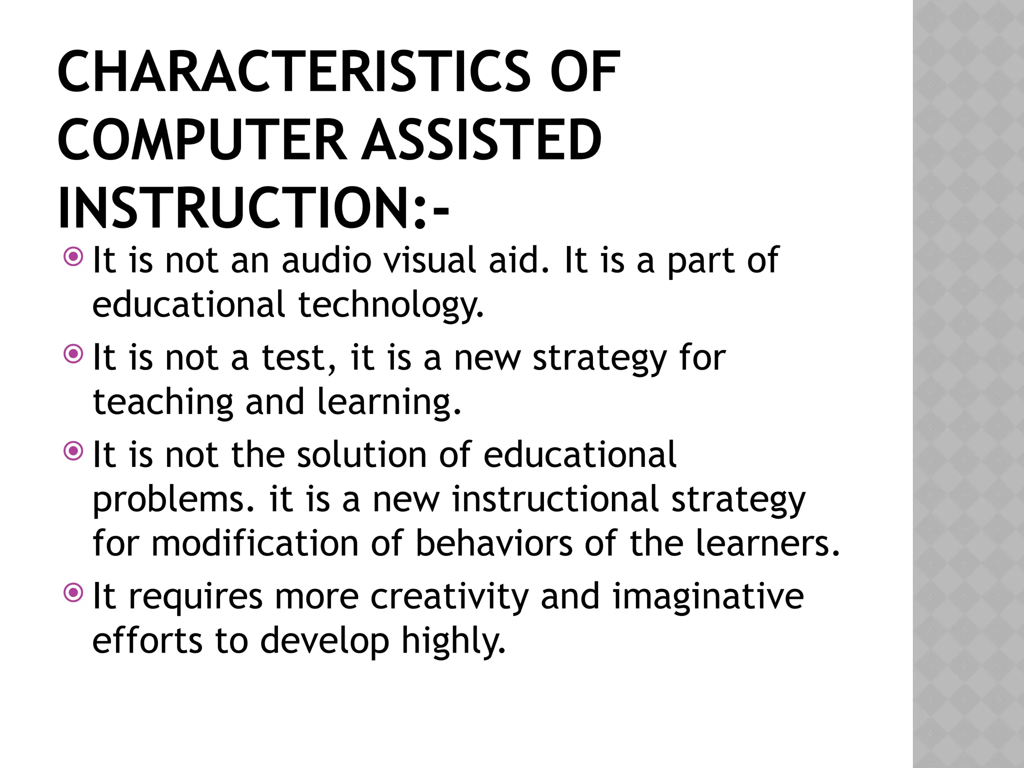 COMPUTER ASSISTED INSTRUCTION. for msc | PPTX