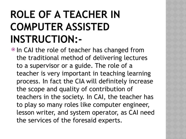 COMPUTER ASSISTED INSTRUCTION. for msc | PPTX