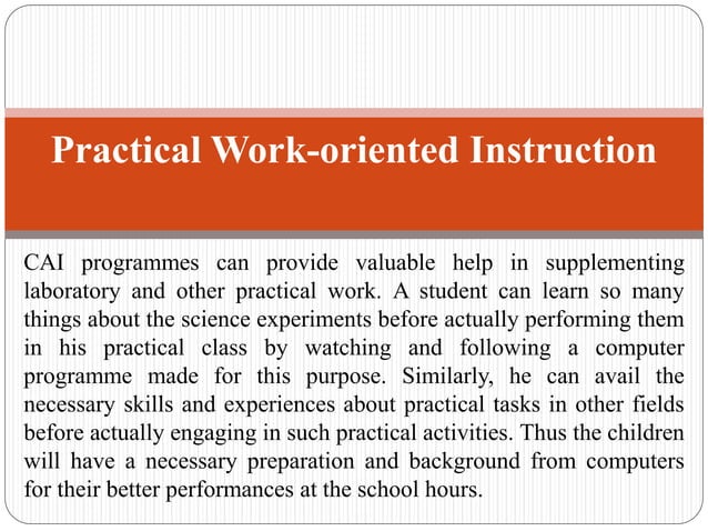 Computer assisted instruction(CAI) | PPTX