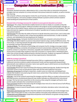 Computer assisted instruction strategy | PPTX | Special Education ...