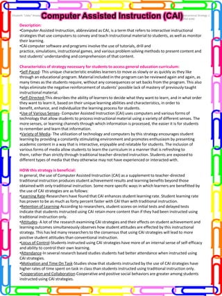 Computer assisted instruction strategy | PDF