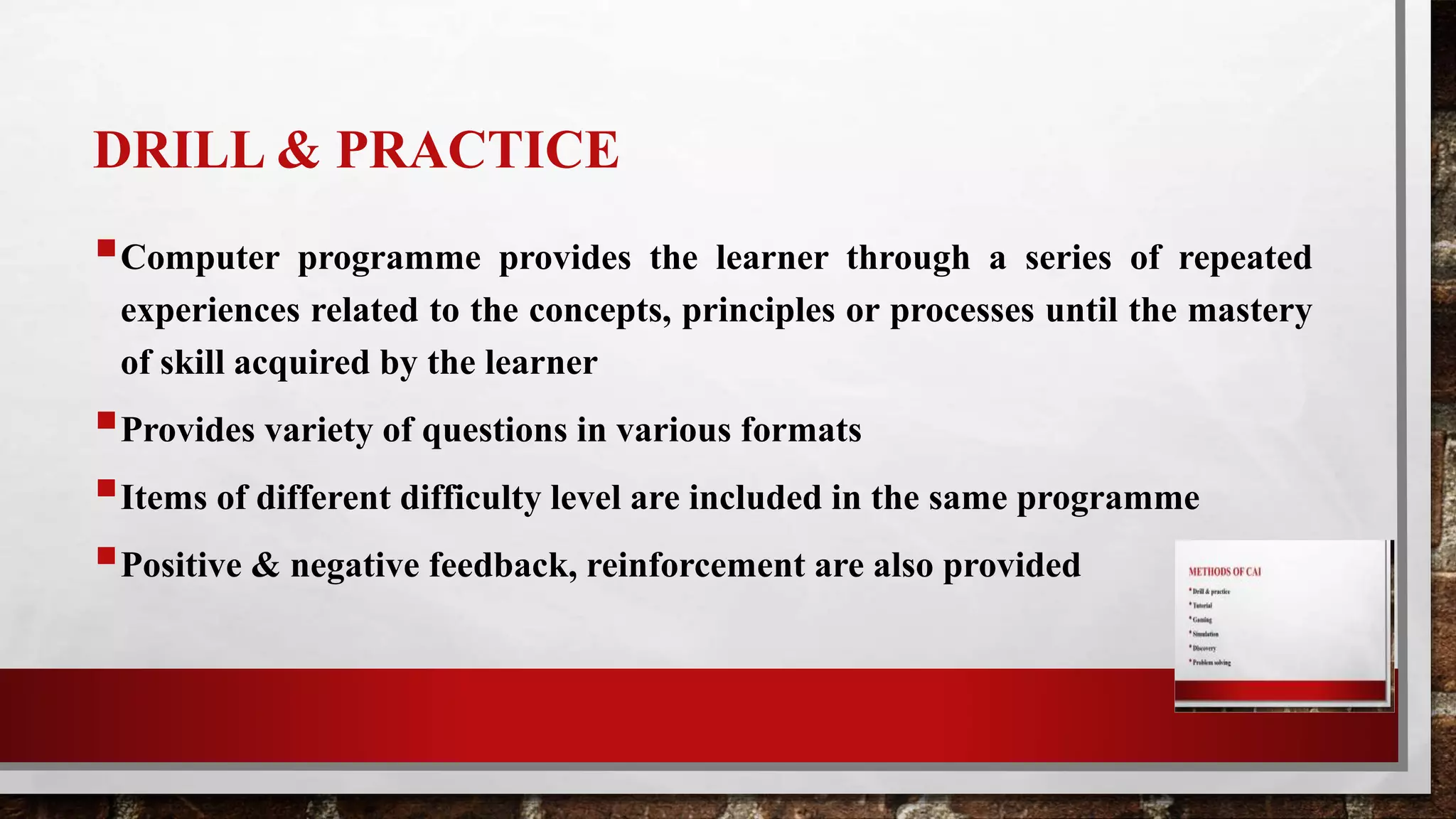 Computer assisted instruction vs computer managed instruction | PPTX