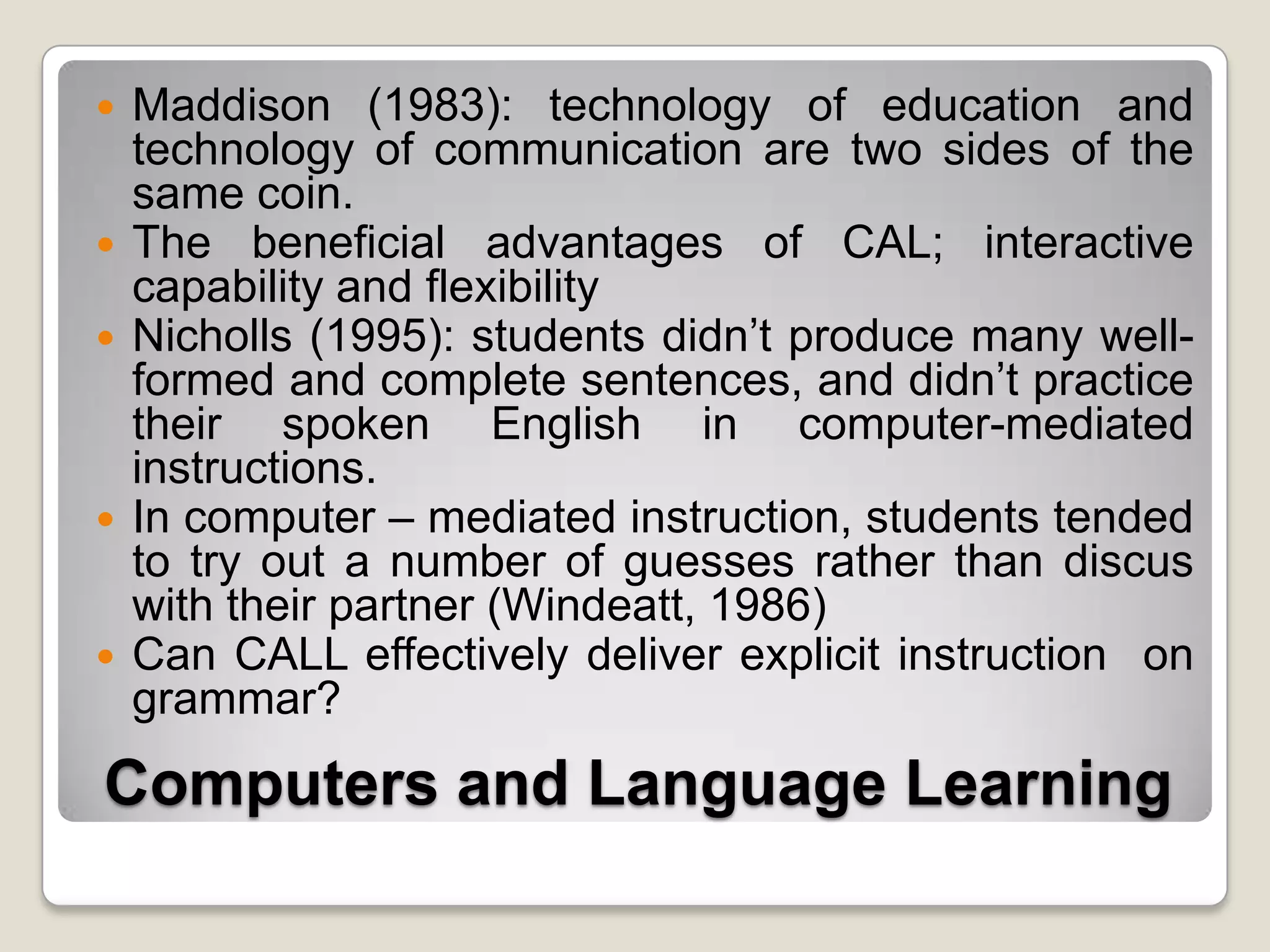 Computer assisted language learning | PPT