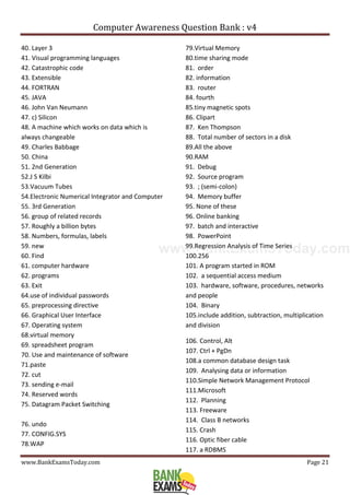 Computer awareness With Answers | PDF