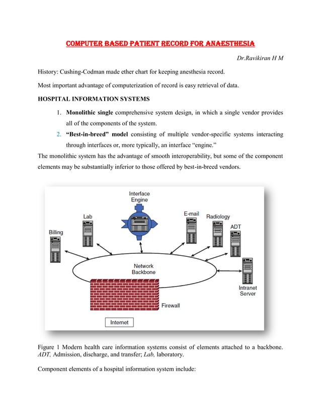 Computer based patient record for anaesthesia | PDF